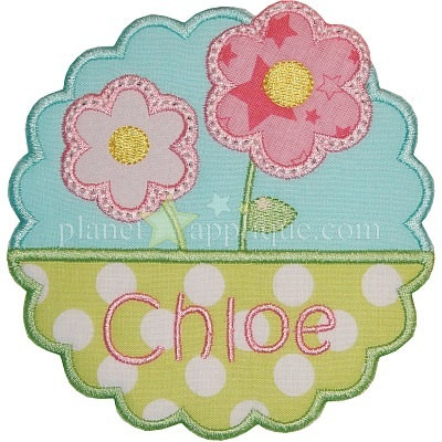 Flower Name Plate Embroidery Machine Design