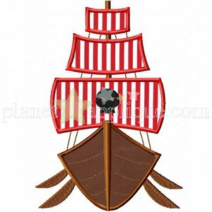 Pirate Ship Applique Embroidery Machine Design