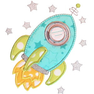 Space Rocket Applique Embroidery Machine Design