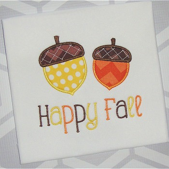 Fall Acorns Applique Embroidery Machine Design