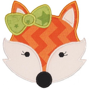 Girly Fox Applique Embroidery Machine Design