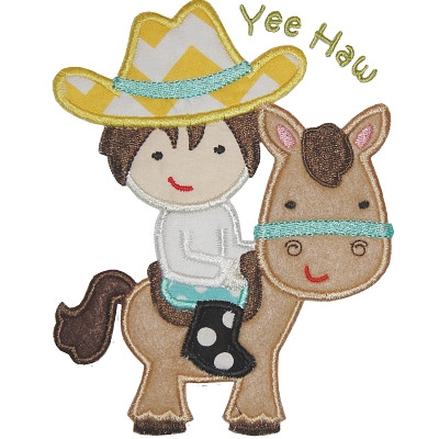 Horse Cowboy Applique Embroidery Machine Design
