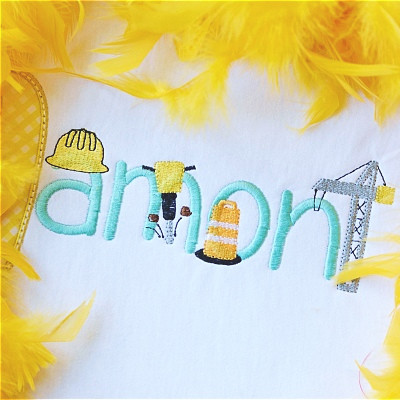 Construction Font Embroidery Machine Design