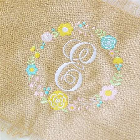 Floral Wreath Alpha Embroidery Machine Design