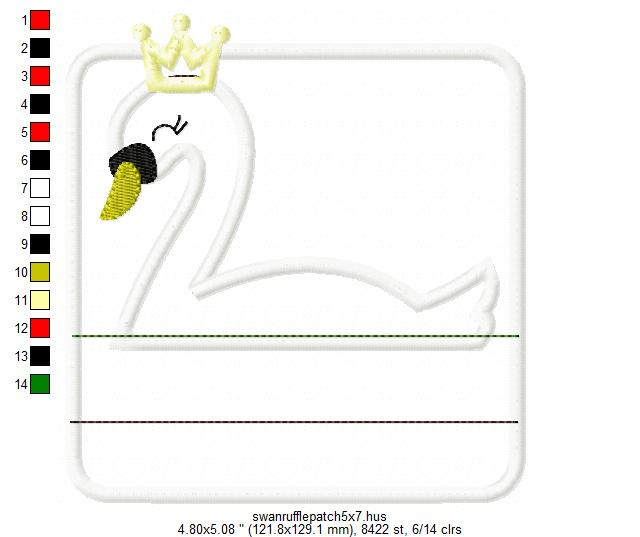 Swan Patch Applique Embroidery Machine Design