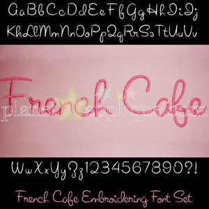 French Cafe Embroidering Font Embroidery Machine Design