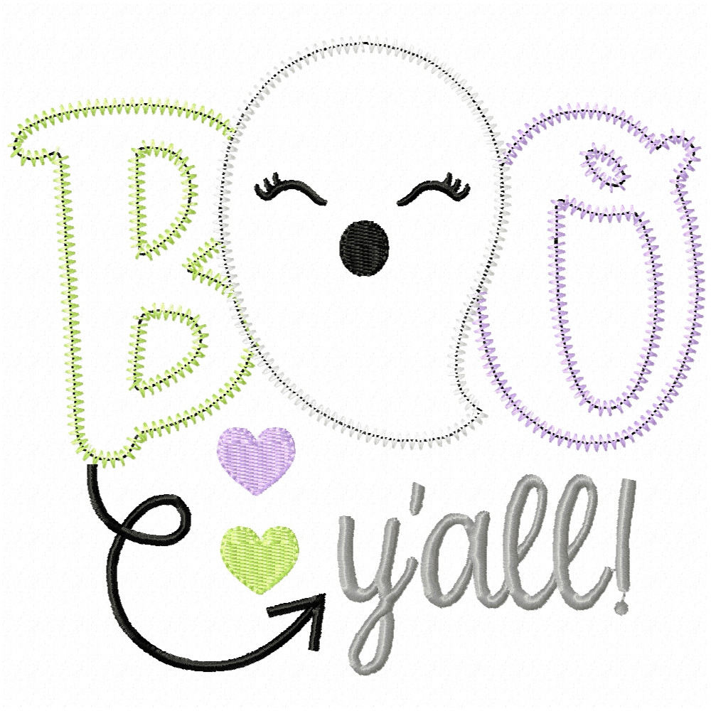 Ghost Boo Applique Embroidery Machine Design