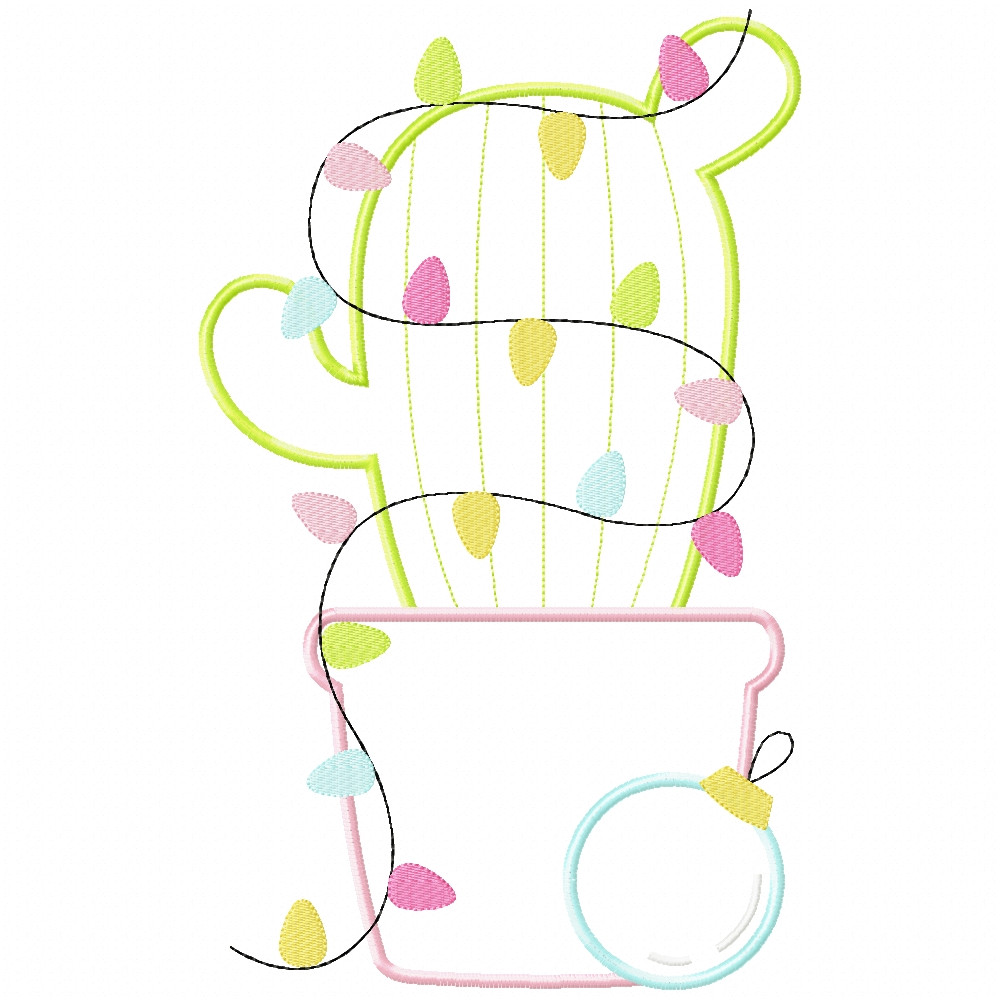 Cactus Applique Embroidery Machine Design