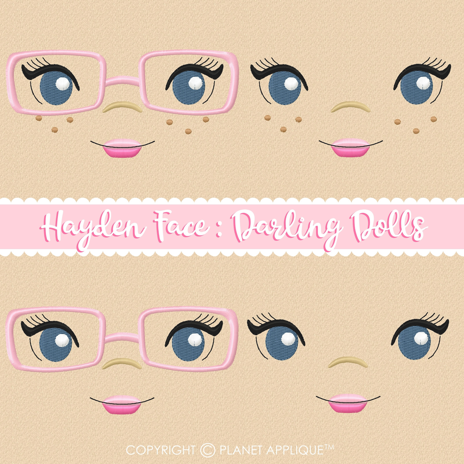 Hayden Face Styles For Darling Dolls Embroidery Machine Design