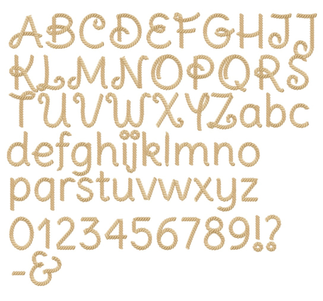 Jasmine Rope Embroidery Font Embroidery Machine Design