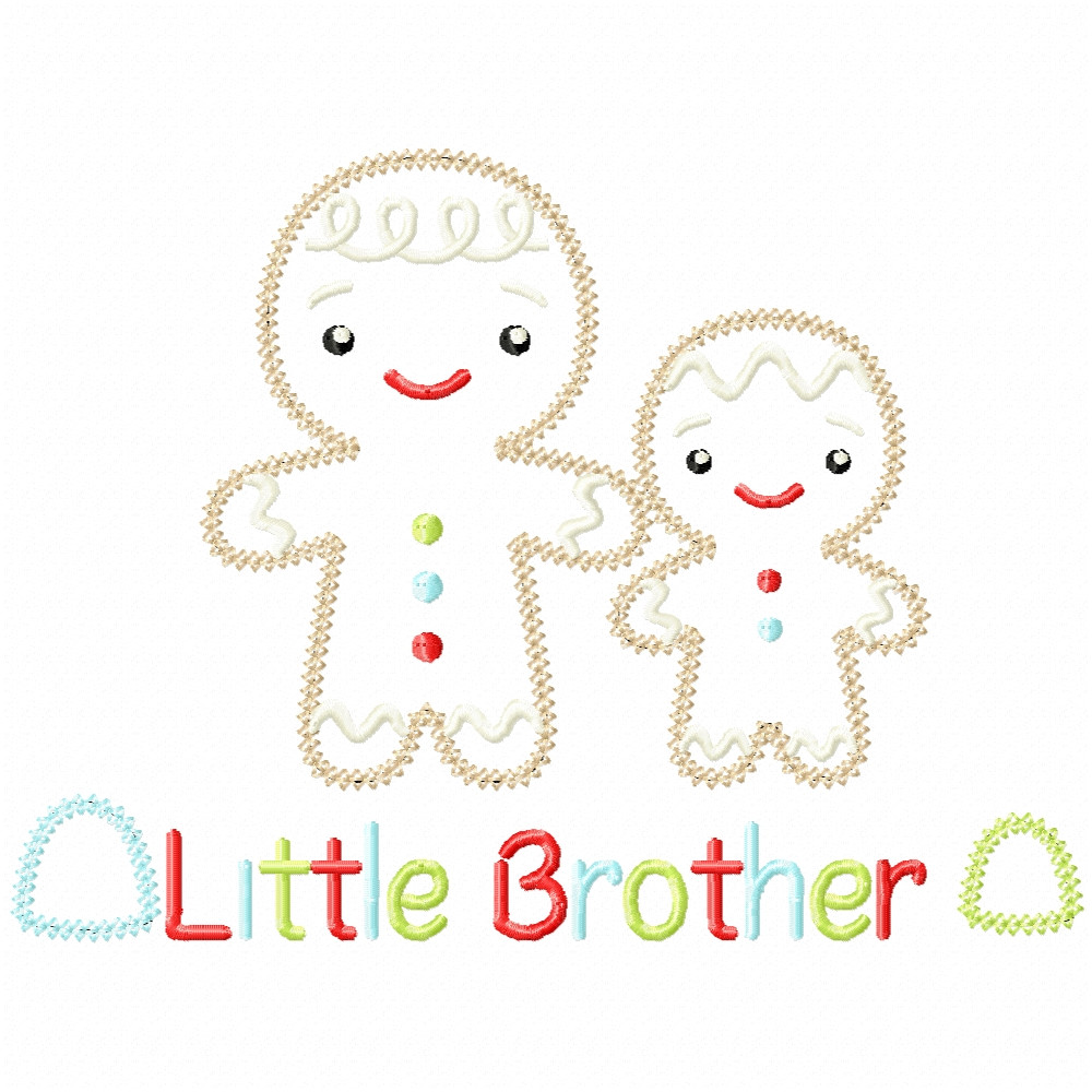 Sibling Brother Applique Embroidery Machine Design