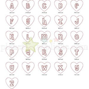 Sweetheart Alphabet Embroidery Machine Design