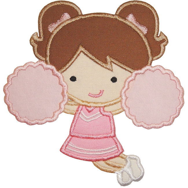 cheerleader Girl Applique Embroidery Machine Design