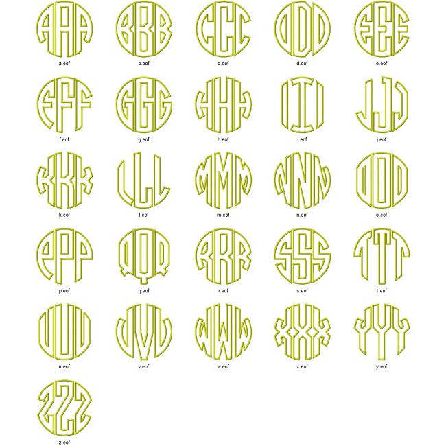 Circle Monogram Alpha Embroidery Machine Design