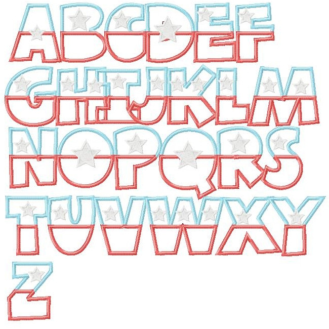Star Studded Alphabet Embroidery Machine Design