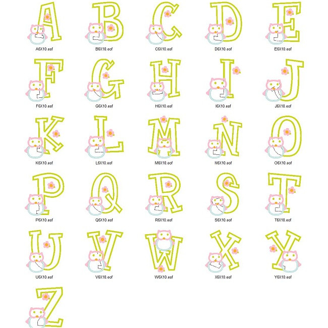 Owl Alpha Embroidery Machine Design