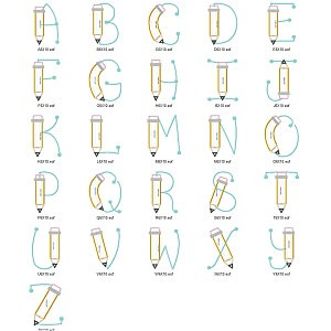 Pencil Alpha Embroidery Machine Design