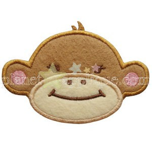Monkey Face Applique Embroidery Machine Design