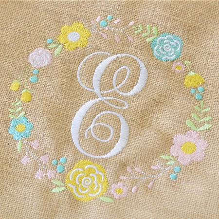 Floral Wreath Alpha Embroidery Machine Design