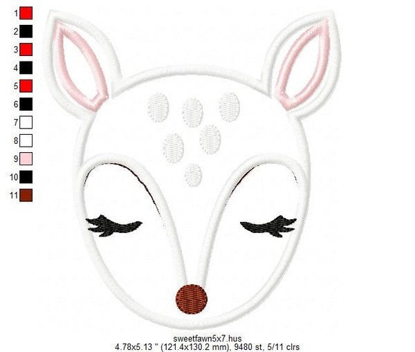 Sweet Fawn Applique Embroidery Machine Design