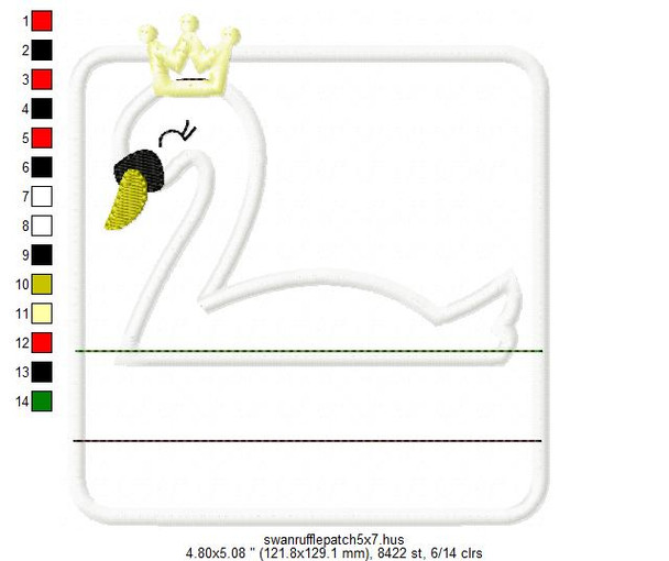 Swan Patch Applique Embroidery Machine Design