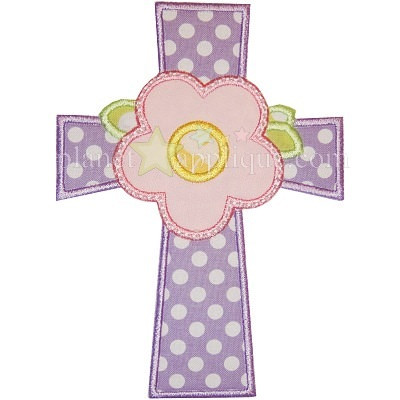 Cross Flower Applique Embroidery Machine Design