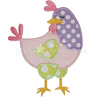 Farm Hen Applique Embroidery Machine Design