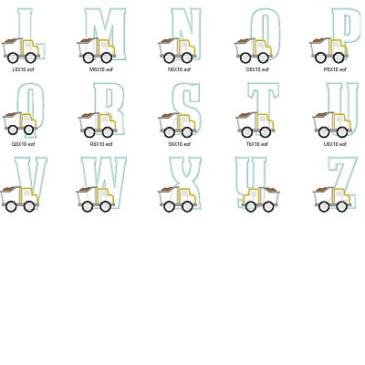 Dump Truck Alpha Embroidery Machine Design