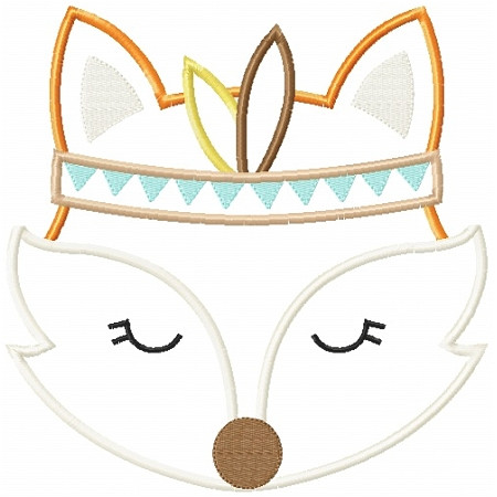 Indian Fox Applique Embroidery Machine Design