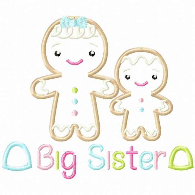 Sibling Sister Applique Embroidery Machine Design