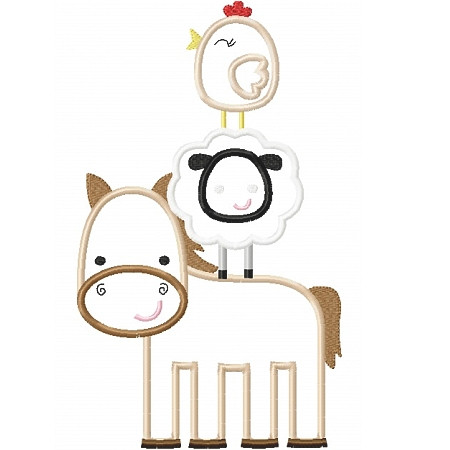 Stacked Farm Animals - Planet Applique Inc