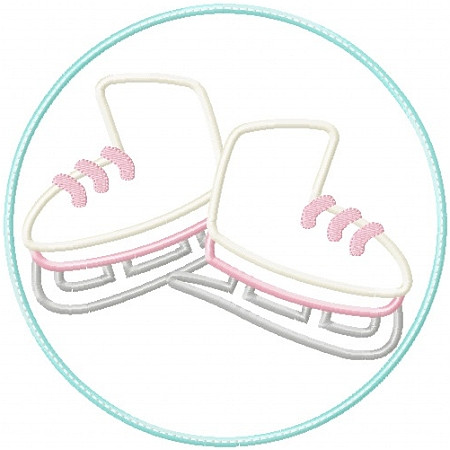 Ice Skate Patch Applique Embroidery Machine Design