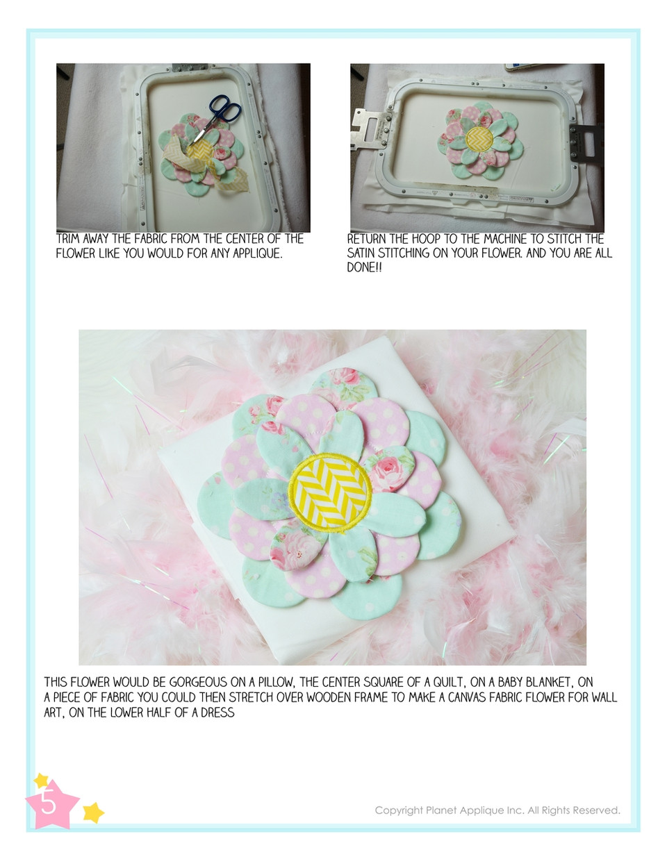 3D Flower Applique Embroidery Machine Design