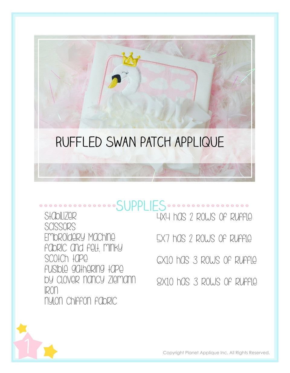 Swan Patch Applique Embroidery Machine Design