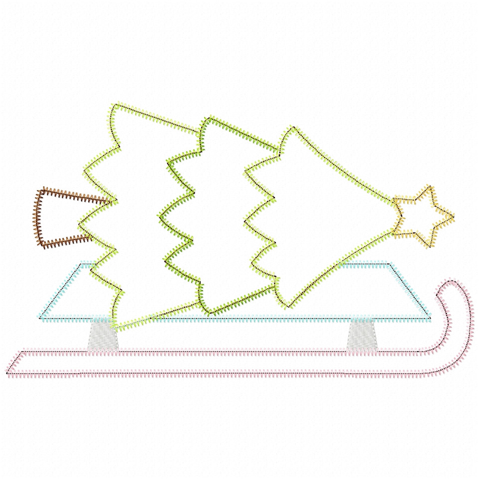 Sled Applique Embroidery Machine Design