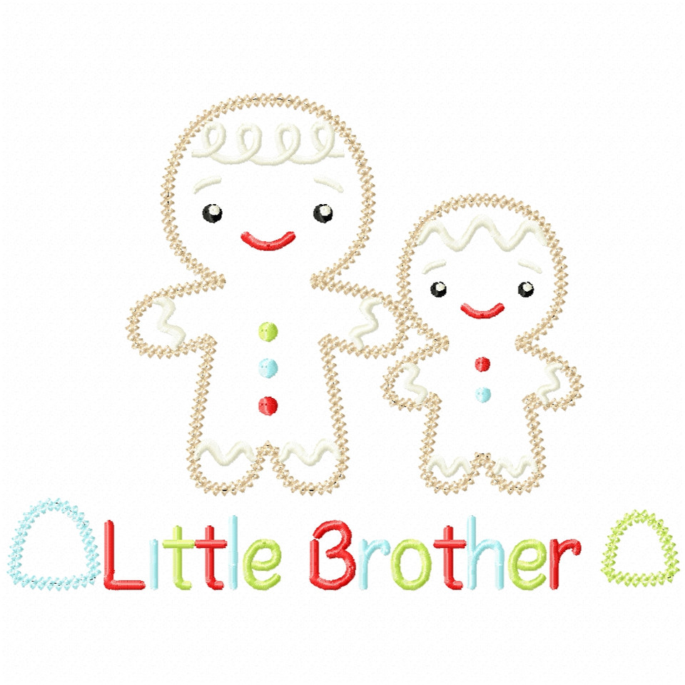 Sibling Brother Applique Embroidery Machine Design