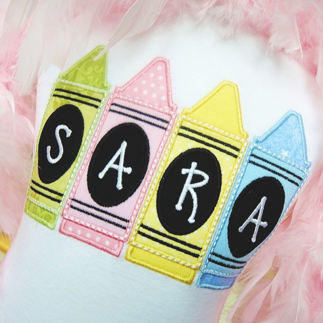 Crayon Alpha Embroidery Machine Design