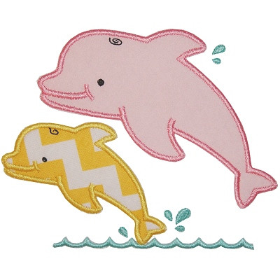 Dolphins Applique Embroidery Machine Design