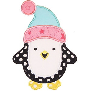 Toboggan Penguin Embroidery Machine Design