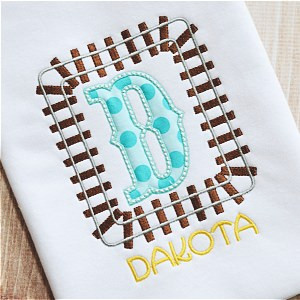 Train Track Alpha Embroidery Machine Design