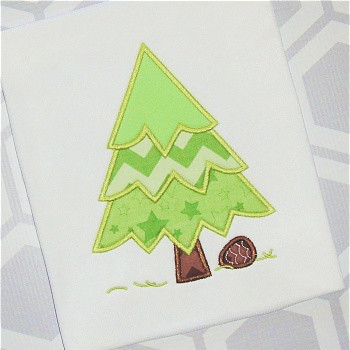 Pine Tree Applique Embroidery Machine Design