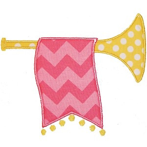 Royal Trumpet Applique Embroidery Machine Design