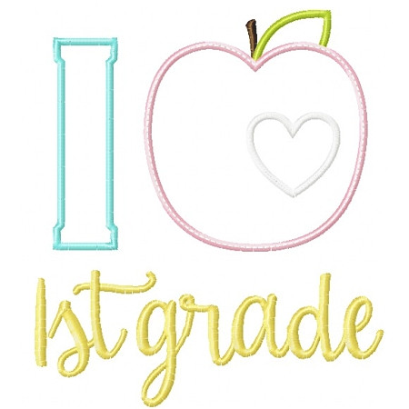 I Heart 1st Grade Embroidery Machine Design