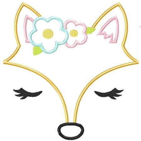 Fox Face Applique Embroidery Machine Design