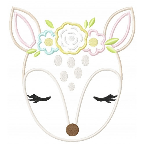 Sweet Fawn Applique Embroidery Machine Design