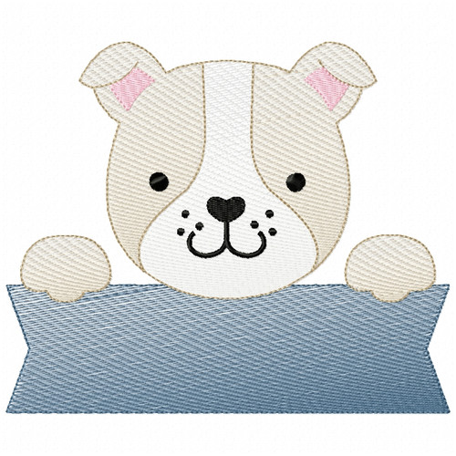Bulldog Banner Sketch Filled Stitch Embroidery Machine Design