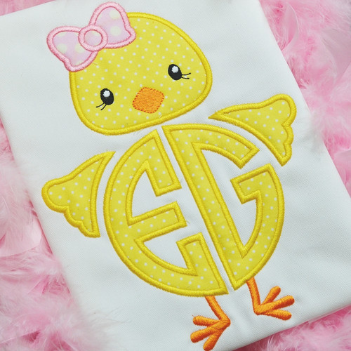 Girly Chick Monogram Alpha Embroidery Machine Design