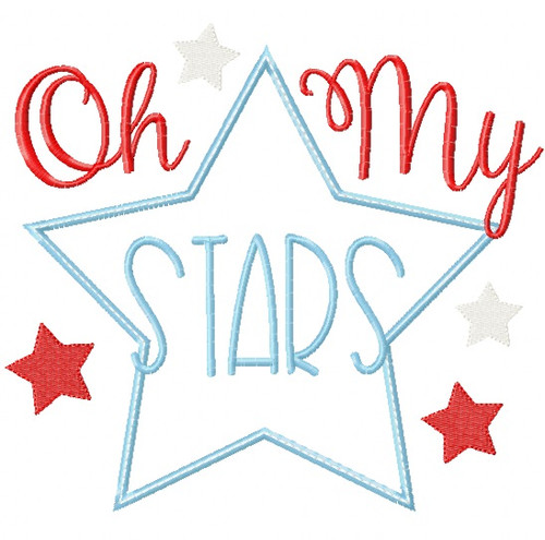 Oh My Stars Satin and Zigzag Applique Embroidery Machine Design