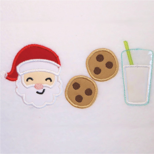 Santa -Cookies - Milk Satin and Zigzag Applique Embroidery Machine Design