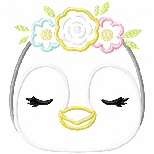 Boho Penguin Satin and Zigzag Applique Embroidery Machine Design